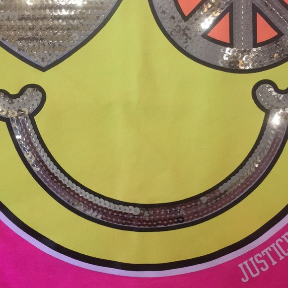 Justice | Shirts & Tops | Nwt Justice Pink Sequined Smiley Face Tshirt ...